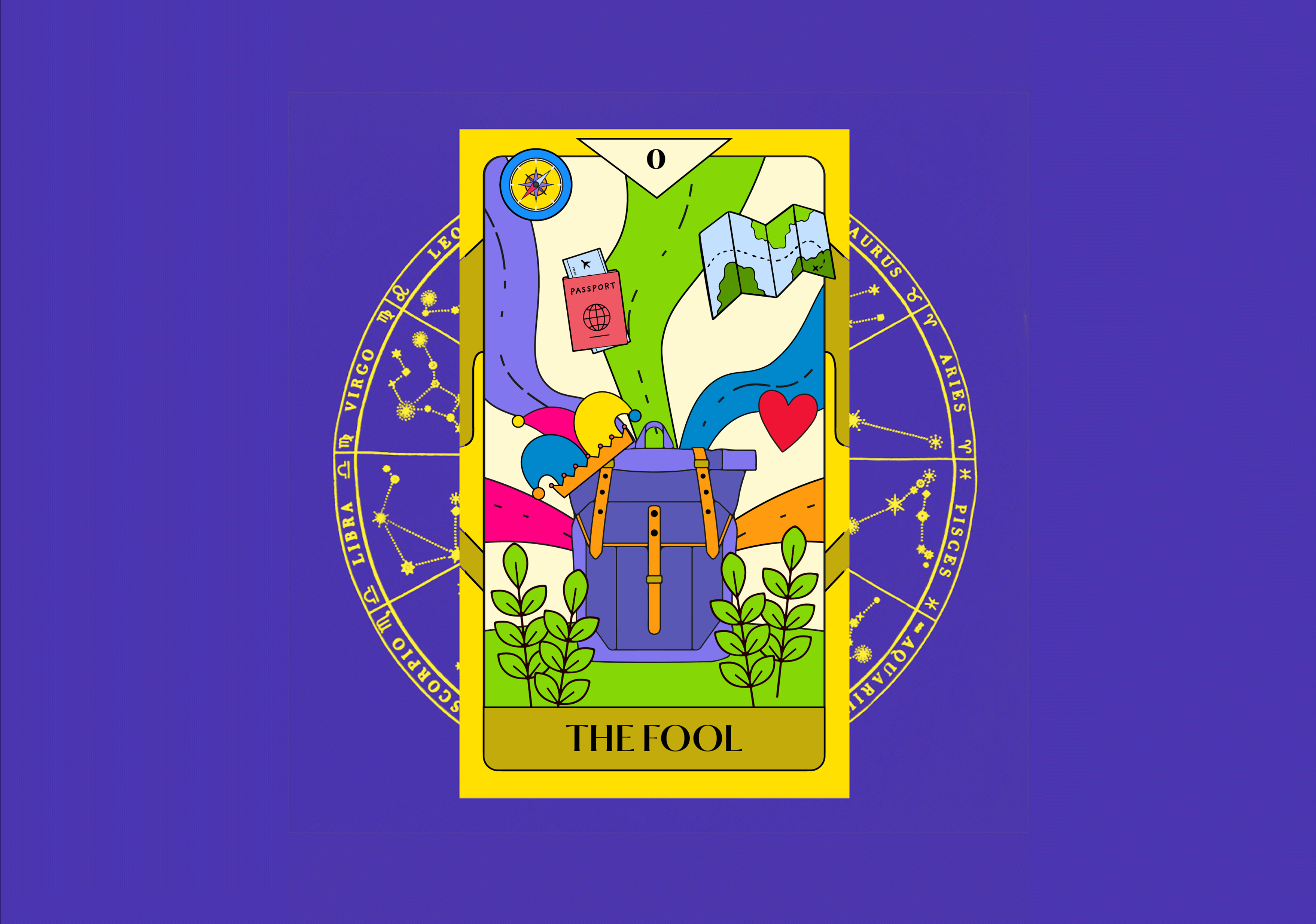 The April tarot card is "THE FOOL"